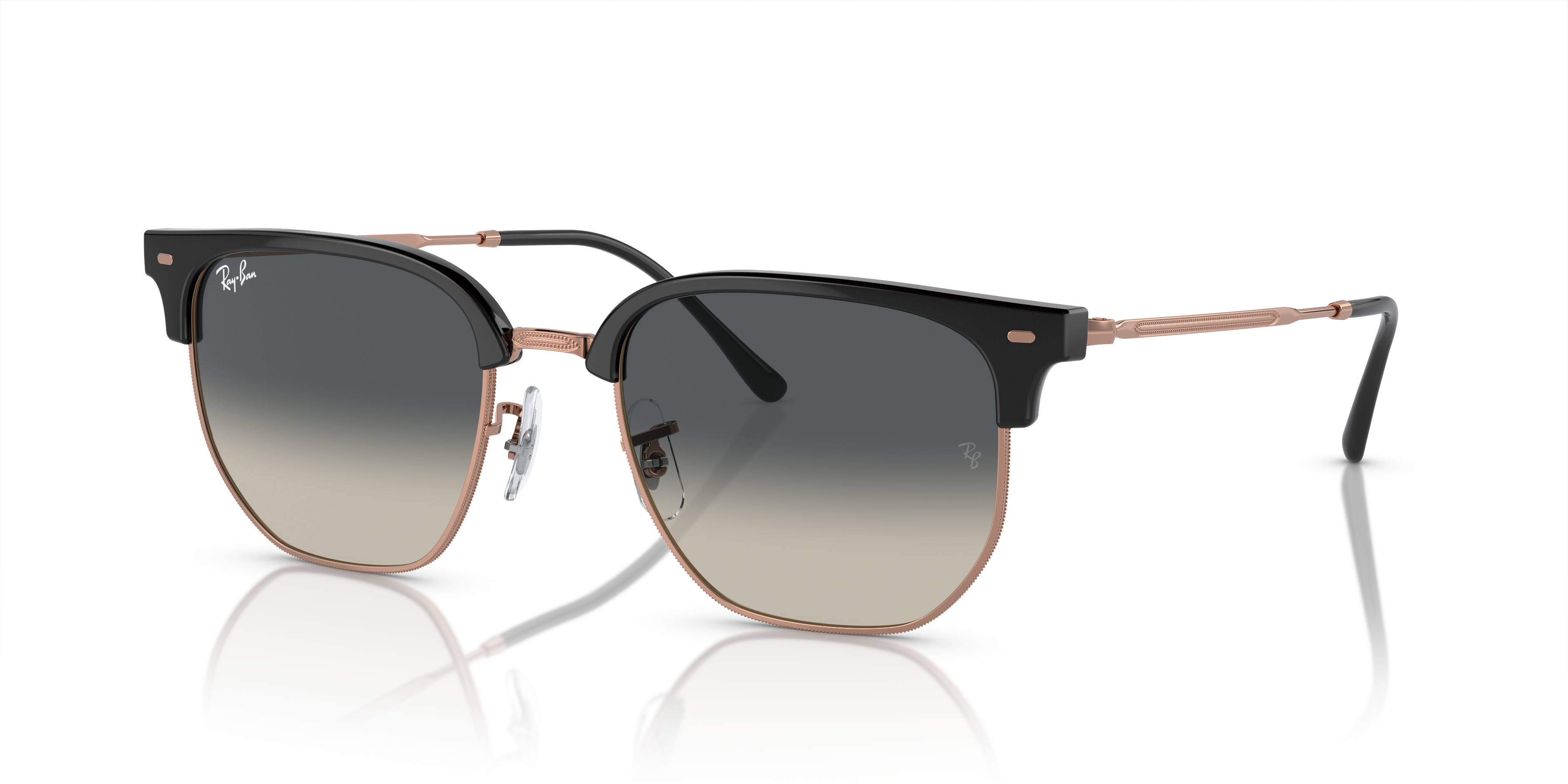 New Clubmaster Sunglasses in Polished Dark Grey On Rose Gold and Grey ...
