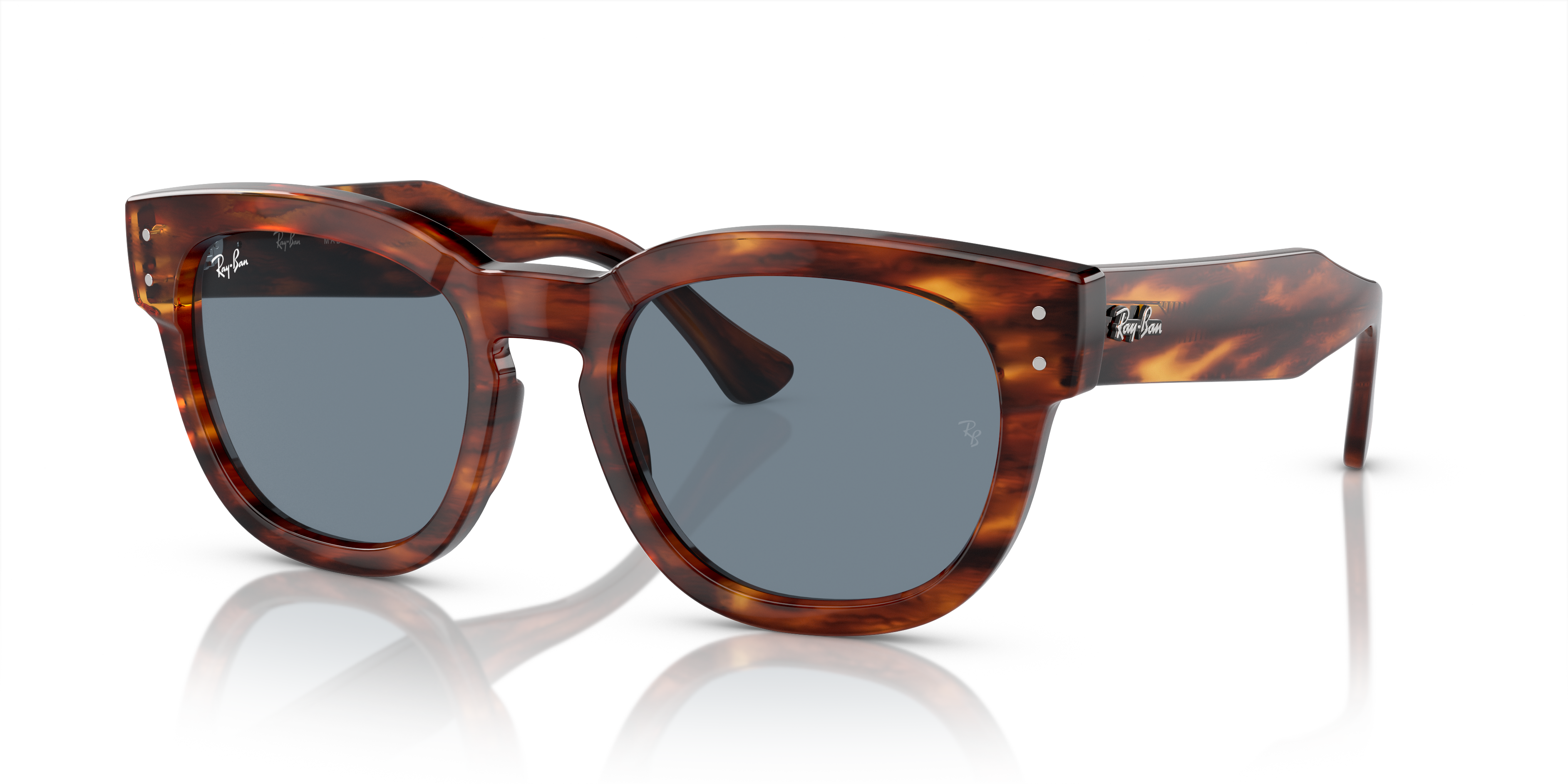 Mega Hawkeye Sunglasses in Polished Striped Havana and Blue - RB0298S ...