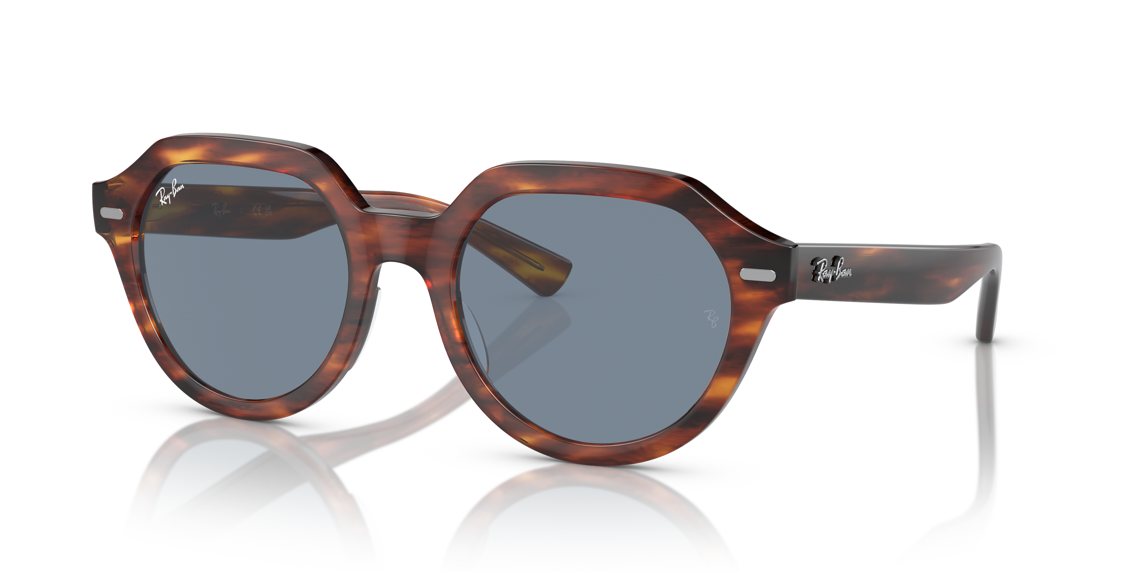 Gina Sunglasses in Polished Striped Havana and Blue - RB4399F | Ray-Ban® AU