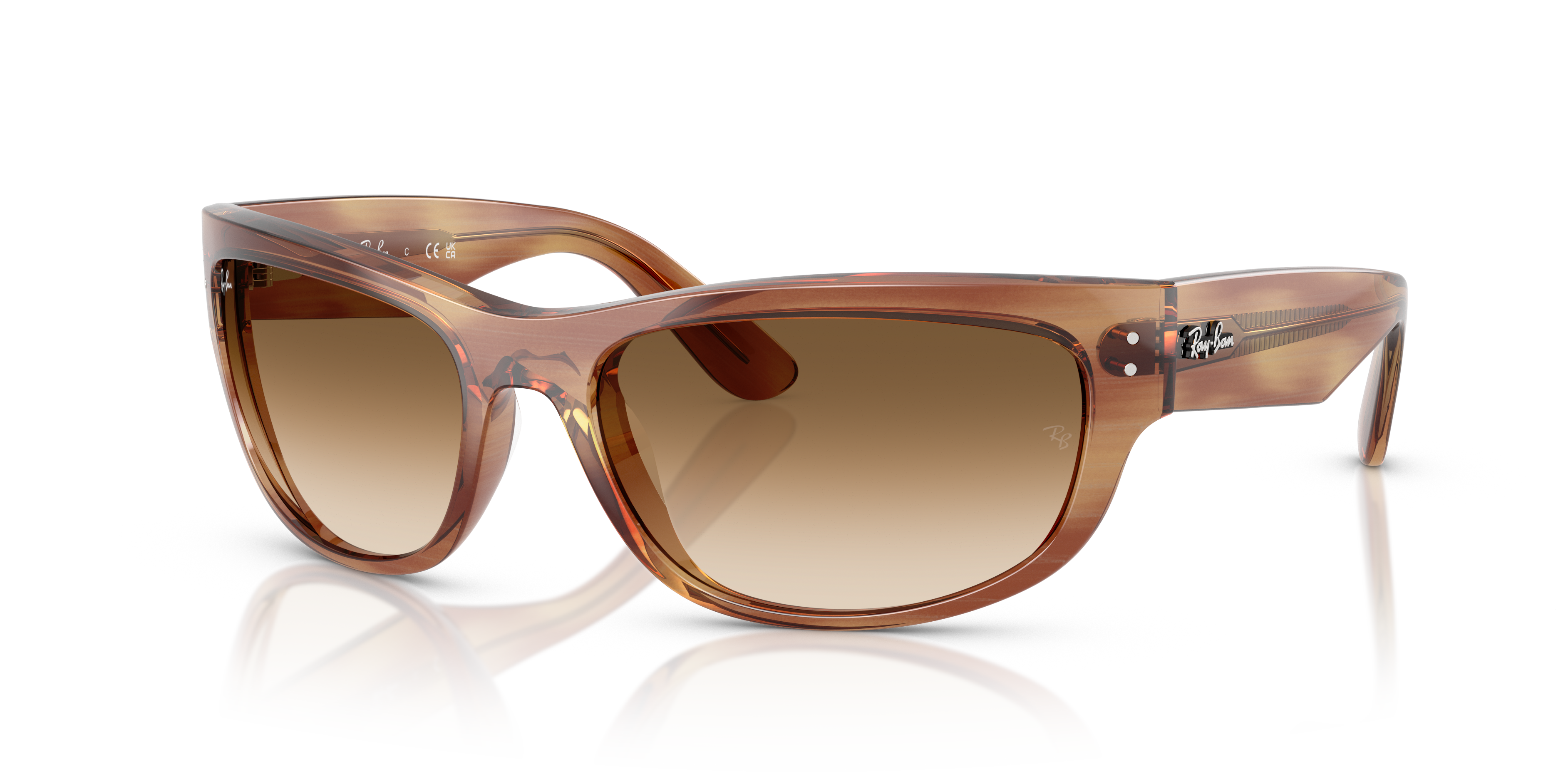 Mega Balorama Sunglasses in Striped Brown and Clear Gradient Brown ...