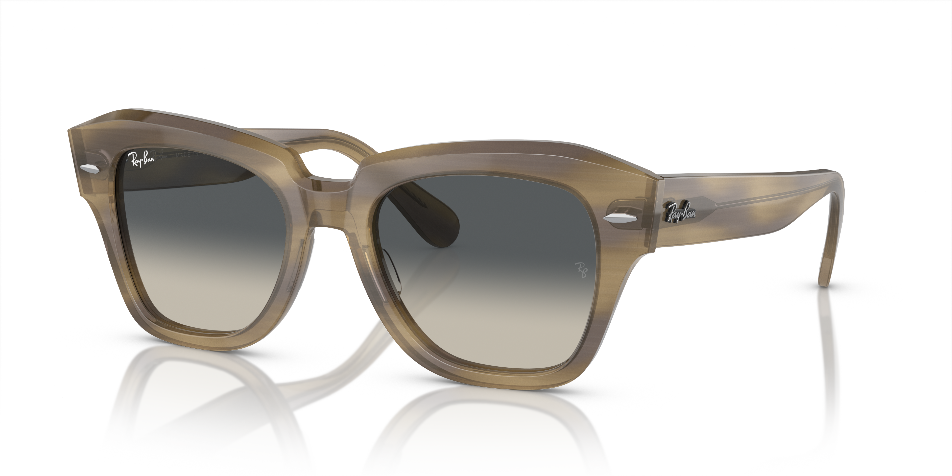 State Street Sunglasses in Polished Striped Green and Grey (49-20 ...