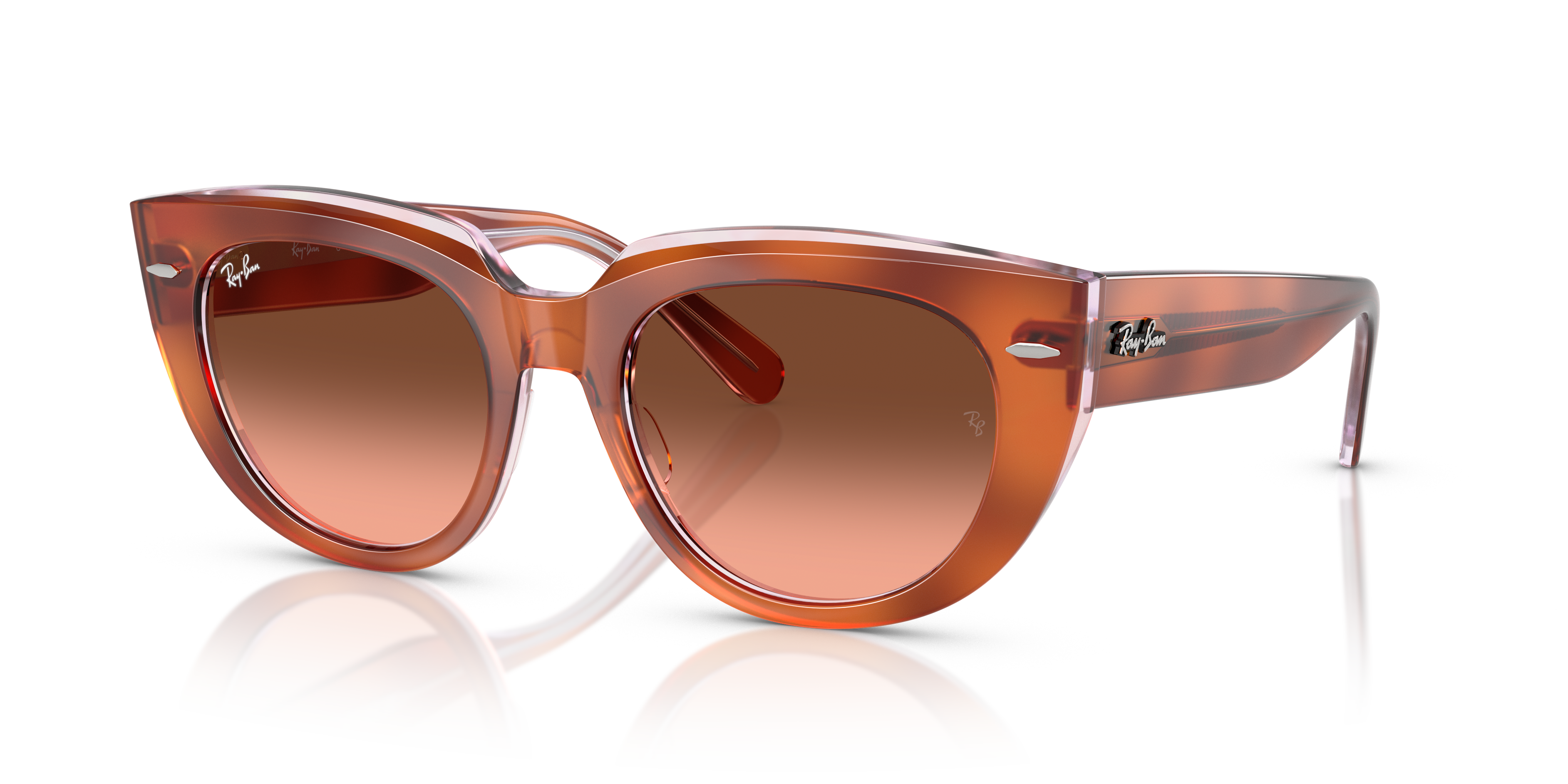 Doreen Sunglasses in Red Havana On Transparent Multicolour and Pink ...