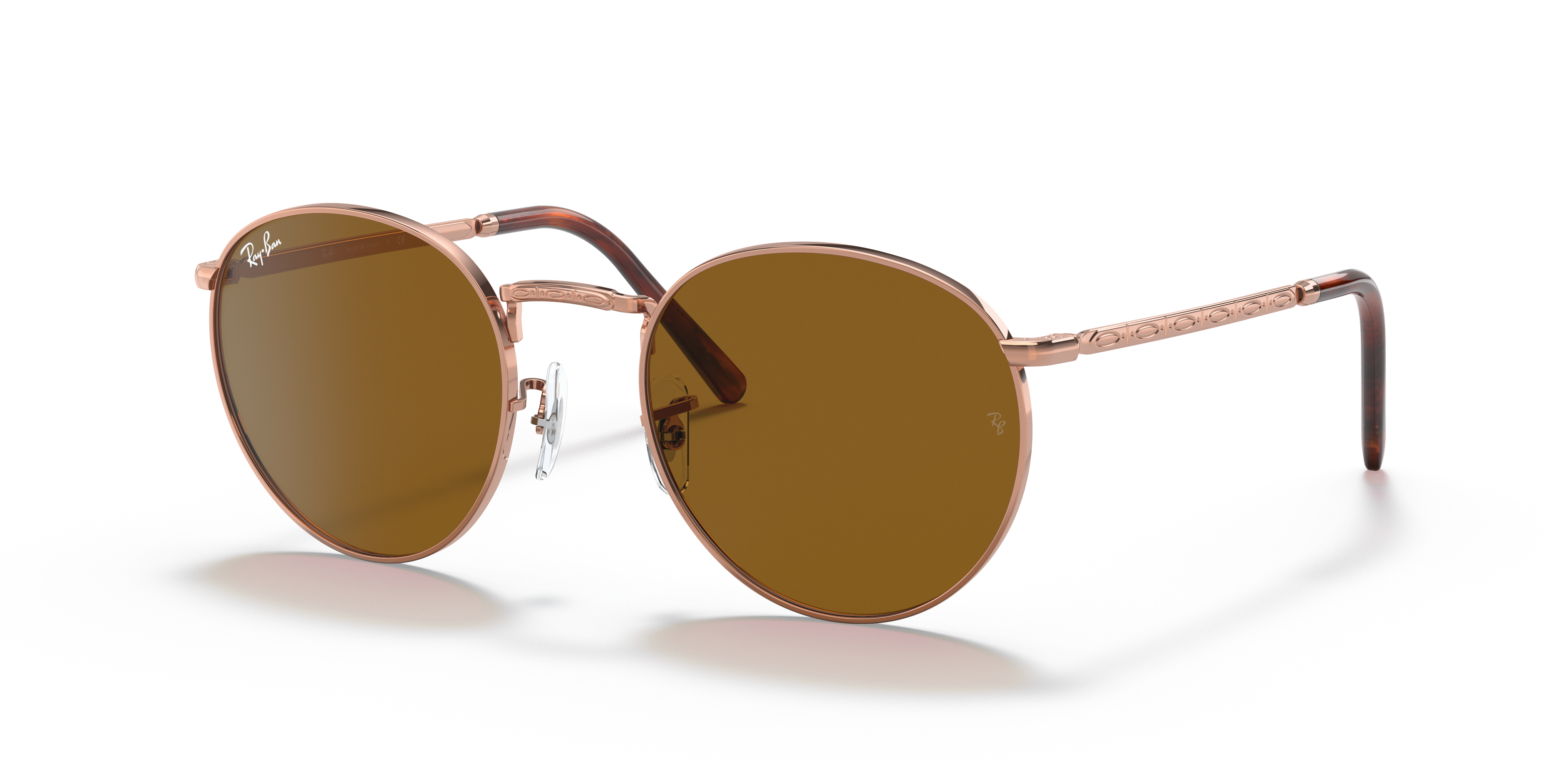 New Round Sunglasses in Polished Rose Gold and Brown (50-21) - RB3637 ...