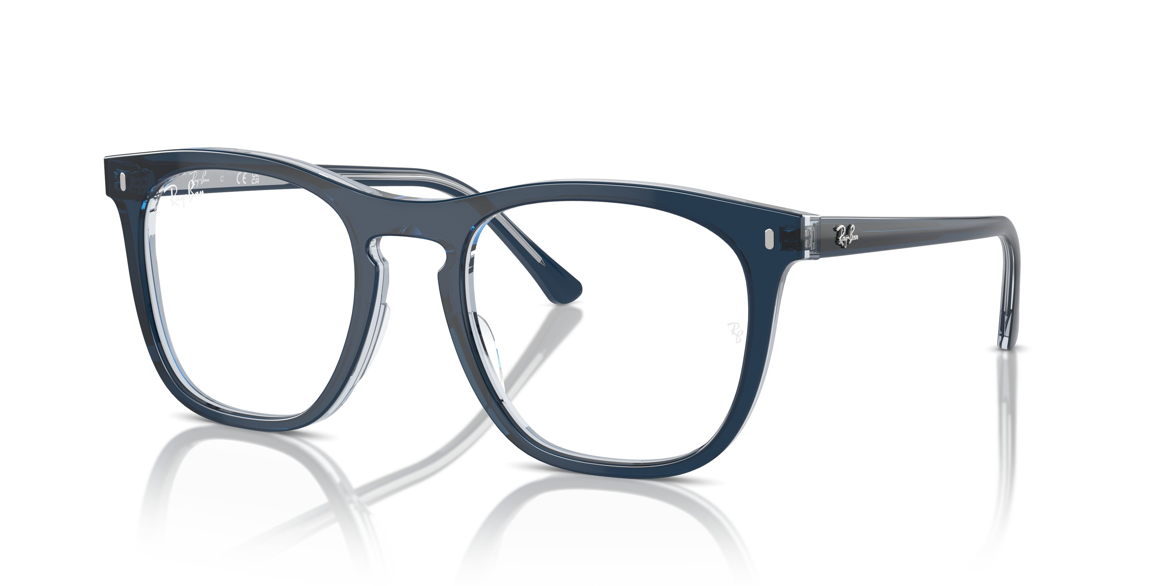【レイバン公式ストア】 Ray-Ban® Rb2210v Optics メガネ | ポリッシュ ブルー上に透明ブルー フレーム (53-21 ...