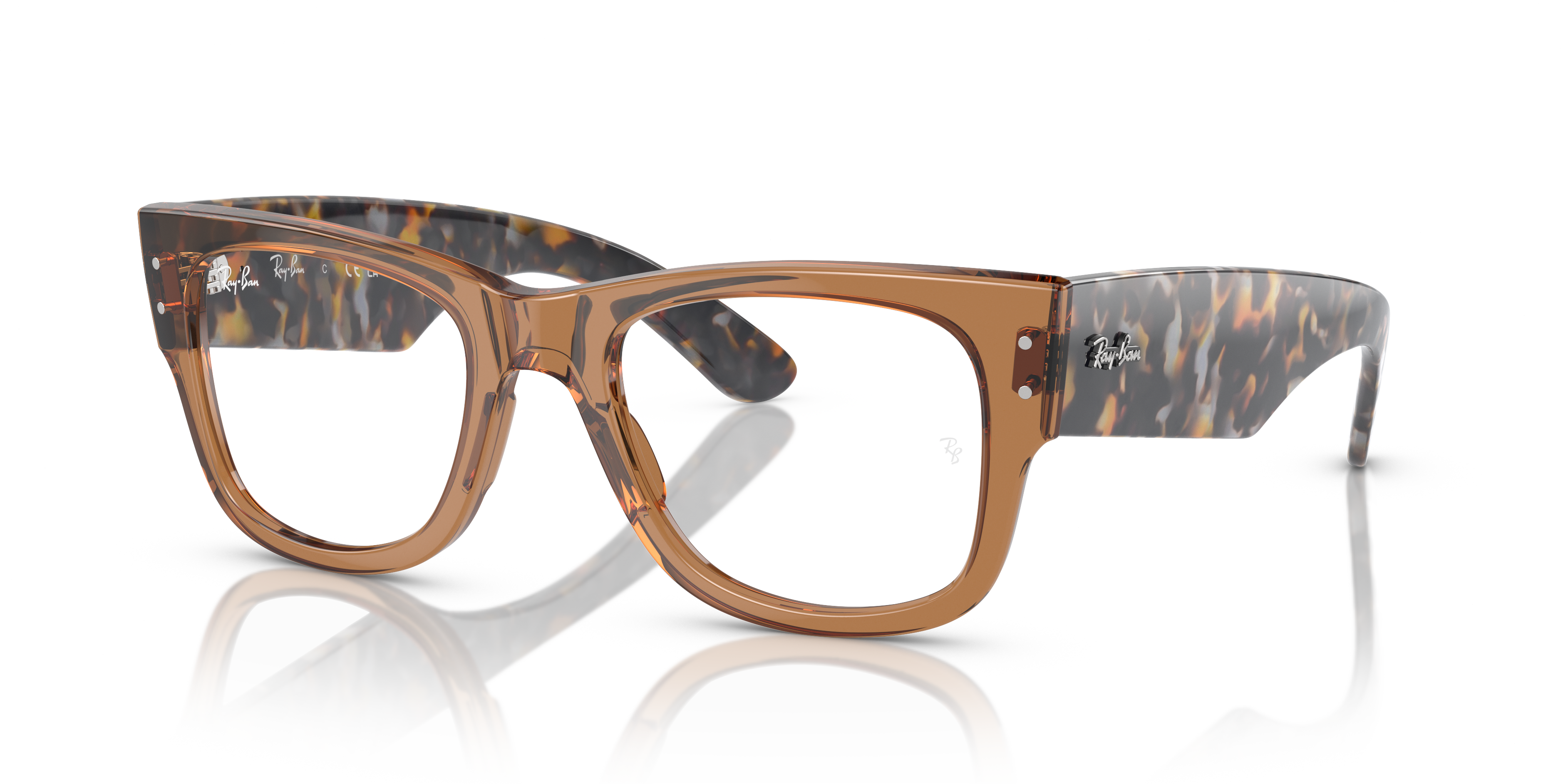 Mega Wayfarer Optics Eyeglasses with Transparent Brown Frame - RB0840V ...
