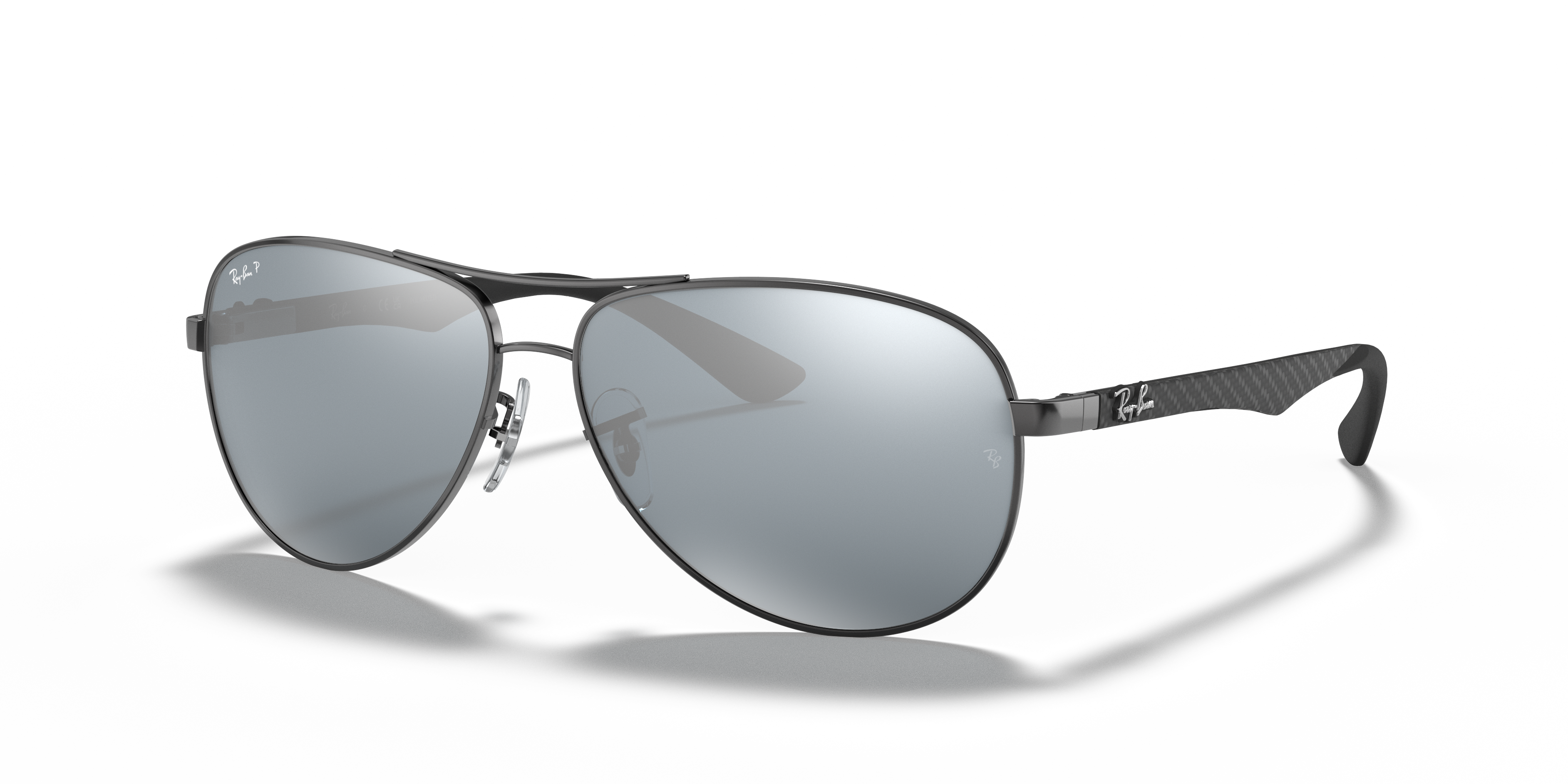 Carbon Fibre Sunglasses in Polished Gunmetal and Silver Polarized (61 ...