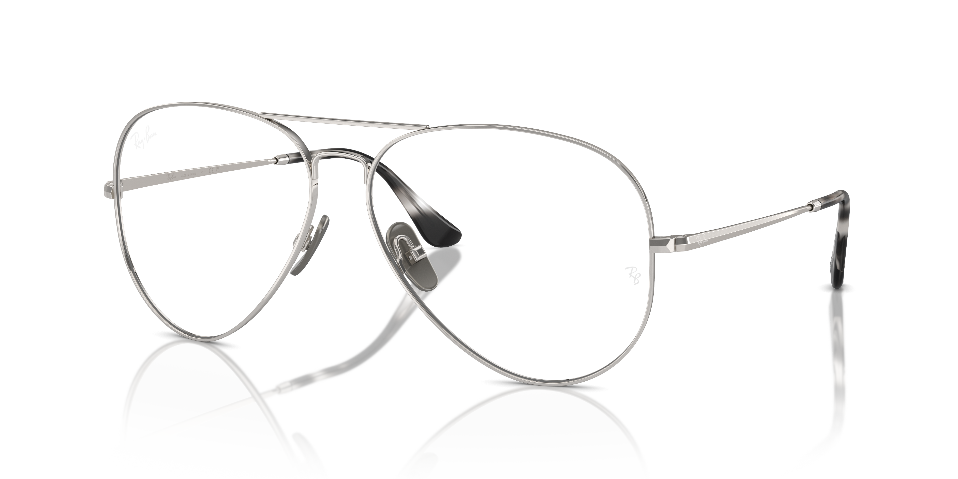 Aviator Titanium Optics Eyeglasses with Polished Silver Frame (58-14 ...