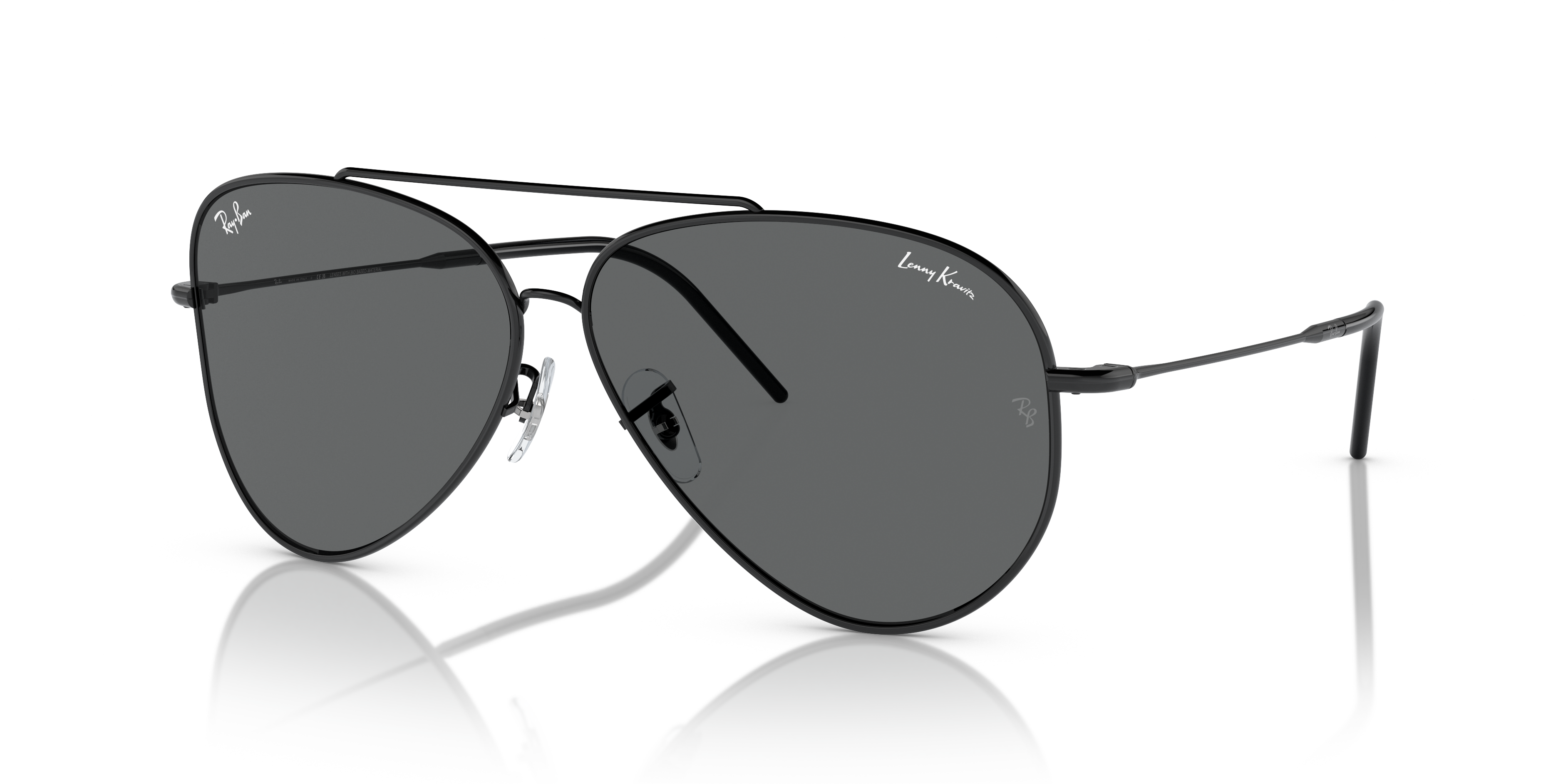 Lentes de sol Lenny Kravitz X Aviator Reverse en Negro y Gris Oscuro ...