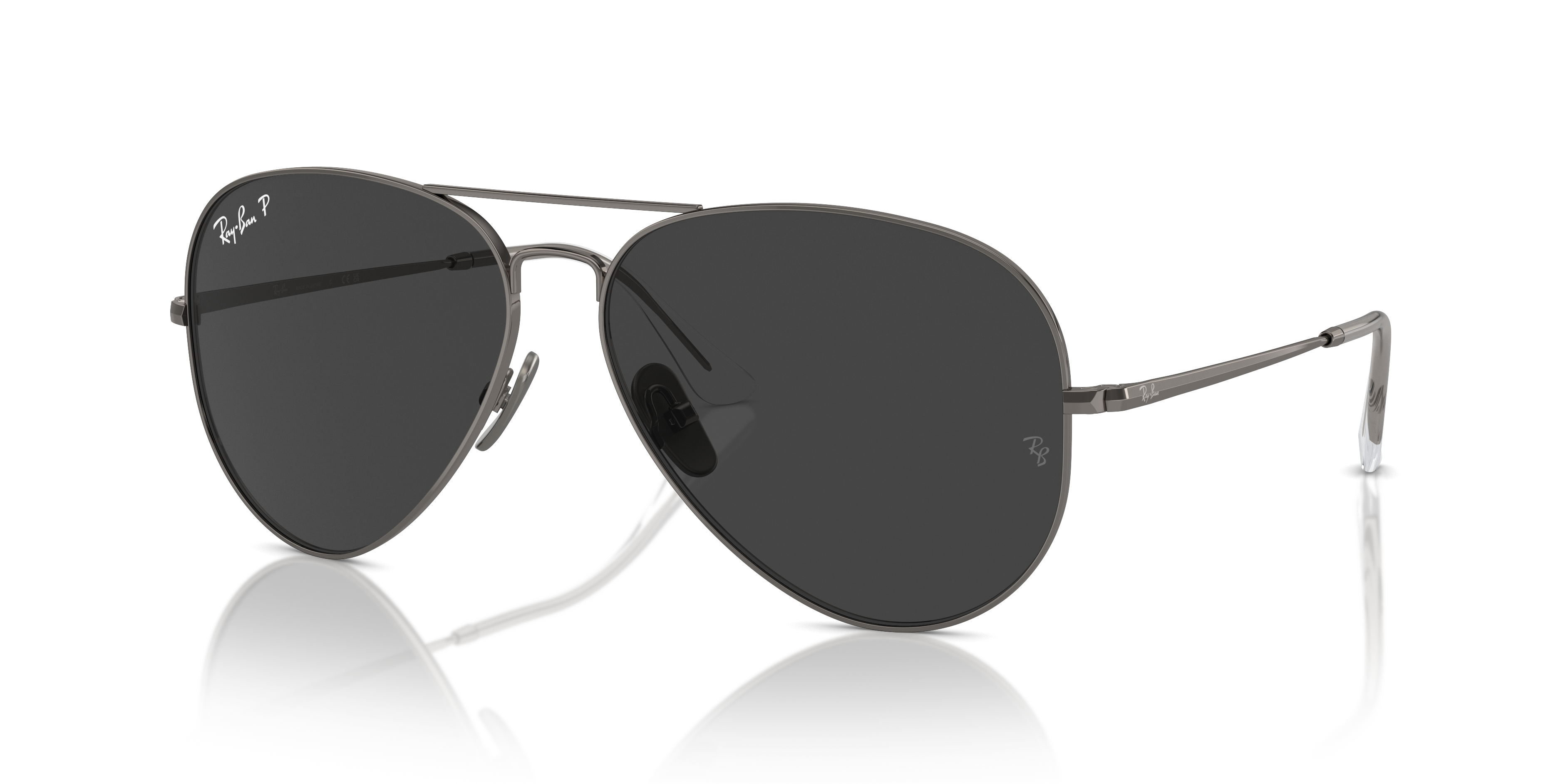 Aviator Titanium Sunglasses in Polished Gunmetal and Black Polarized ...