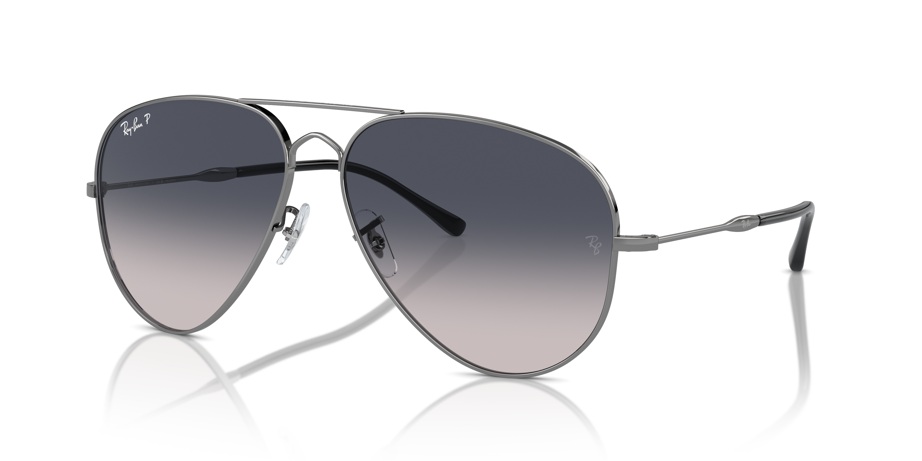 Old Aviator Sunglasses in Polished Gunmetal and Blue Polarized (58-14 ...