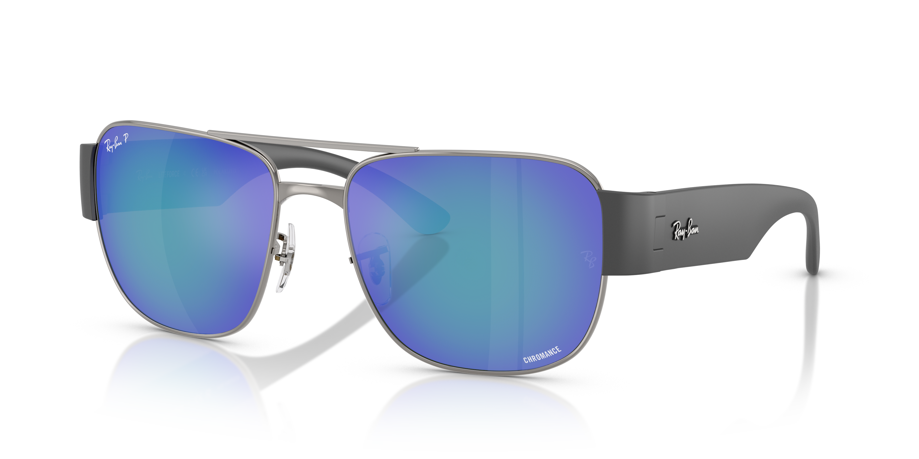 Rb3756ch Chromance Sunglasses in Gunmetal and Polar Grey Mirror Blue ...