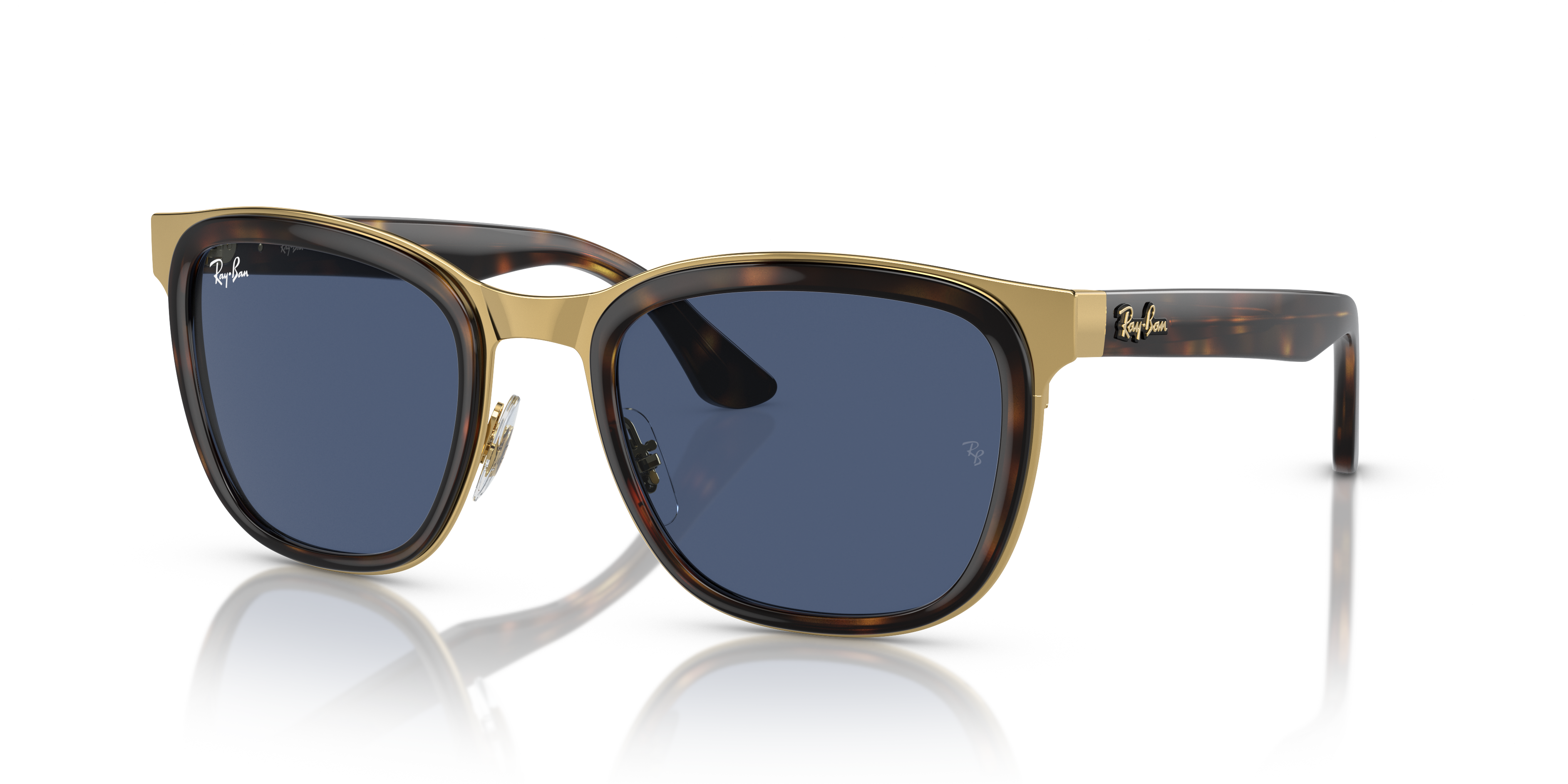Clyde Sunglasses in Havana On Gold and Dark Blue - RB3709 | Ray-Ban® GB