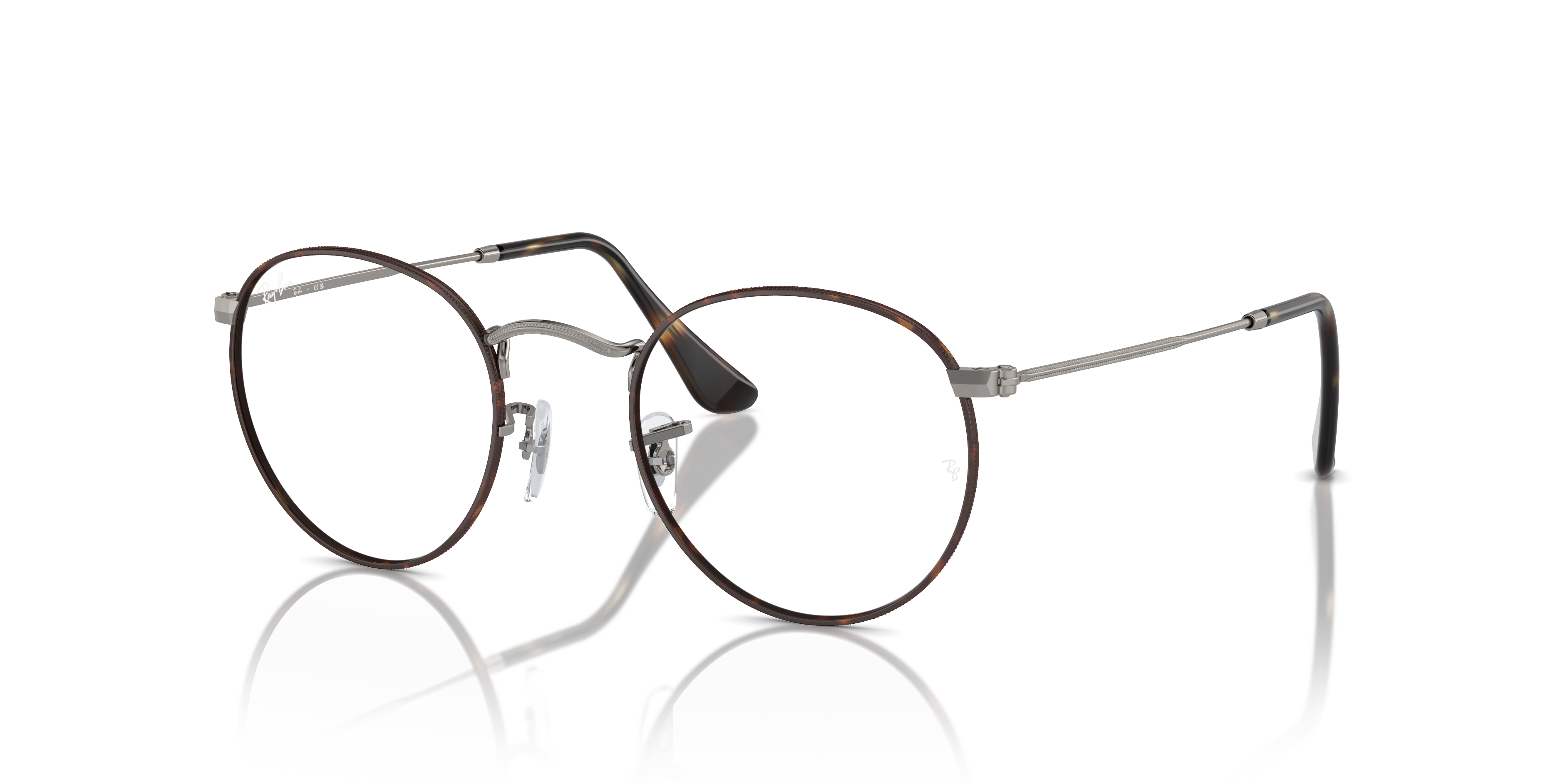 Round Metal Optics Eyeglasses with Polished Havana On Gunmetal Frame ...
