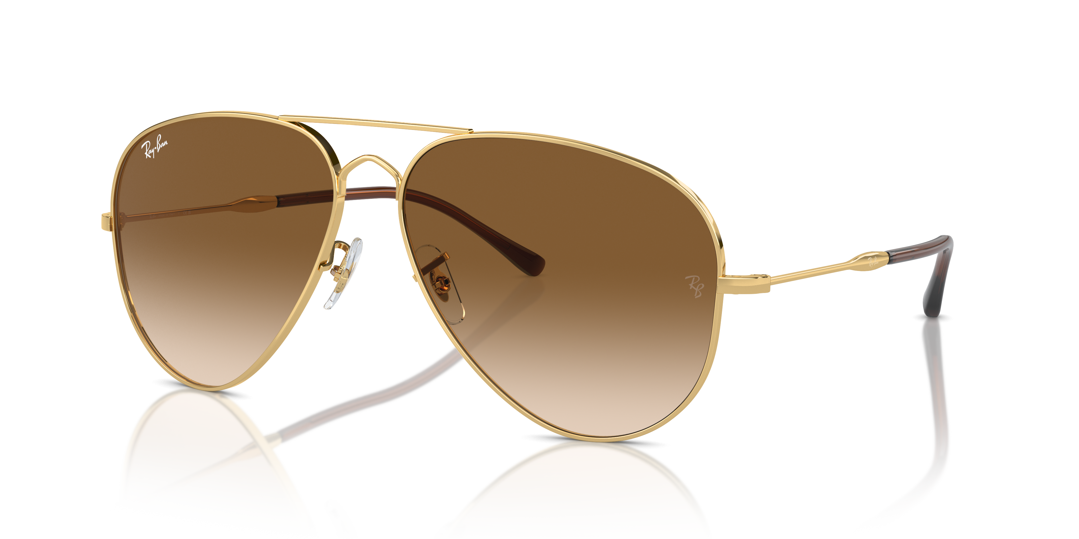 Old Aviator Sunglasses in Arista Gold and Clear & Brown - RB3825 | Ray ...