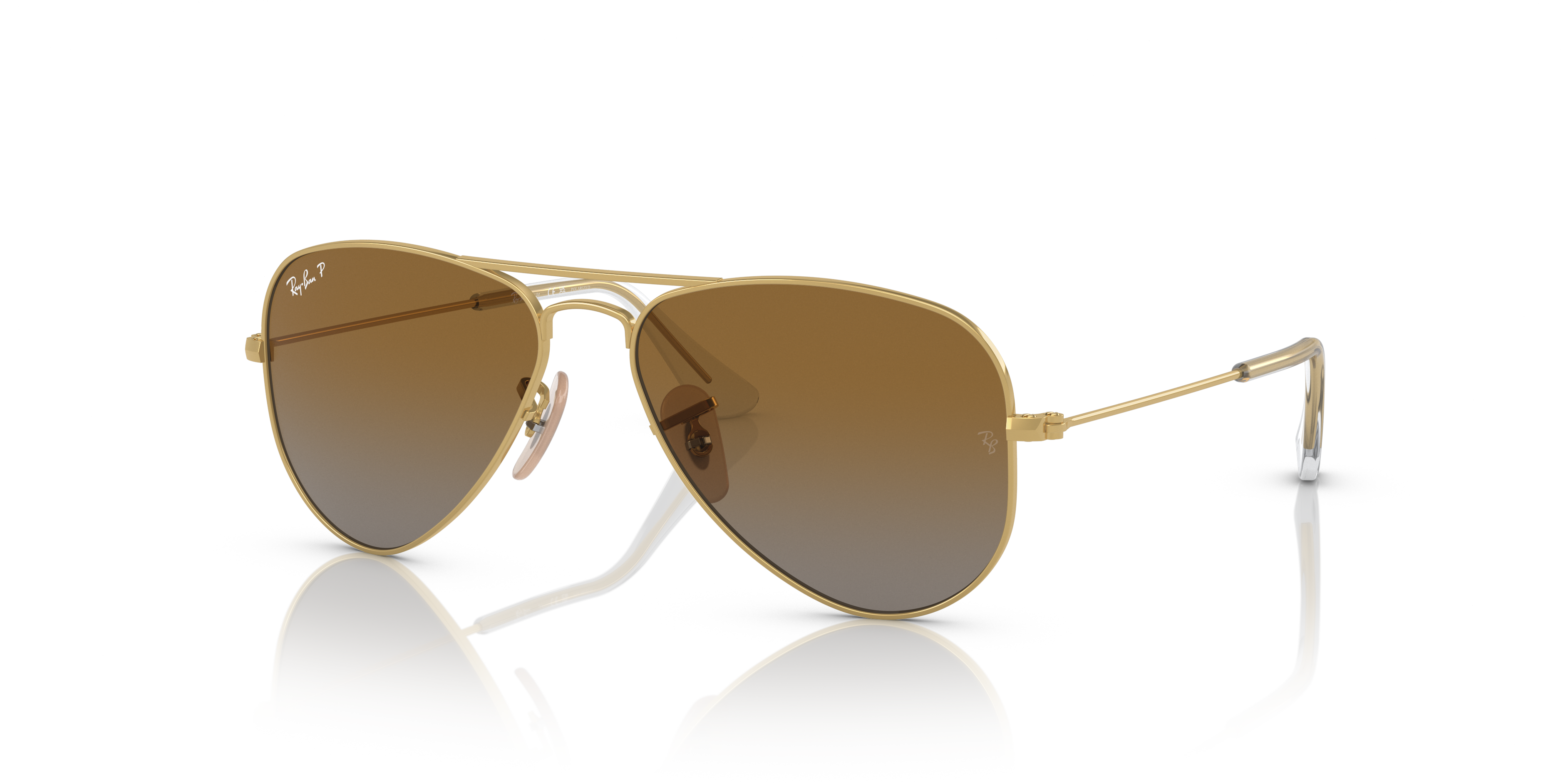 Aviator Kids Sunglasses in Polished Arista Gold and Brown (52-14 ...