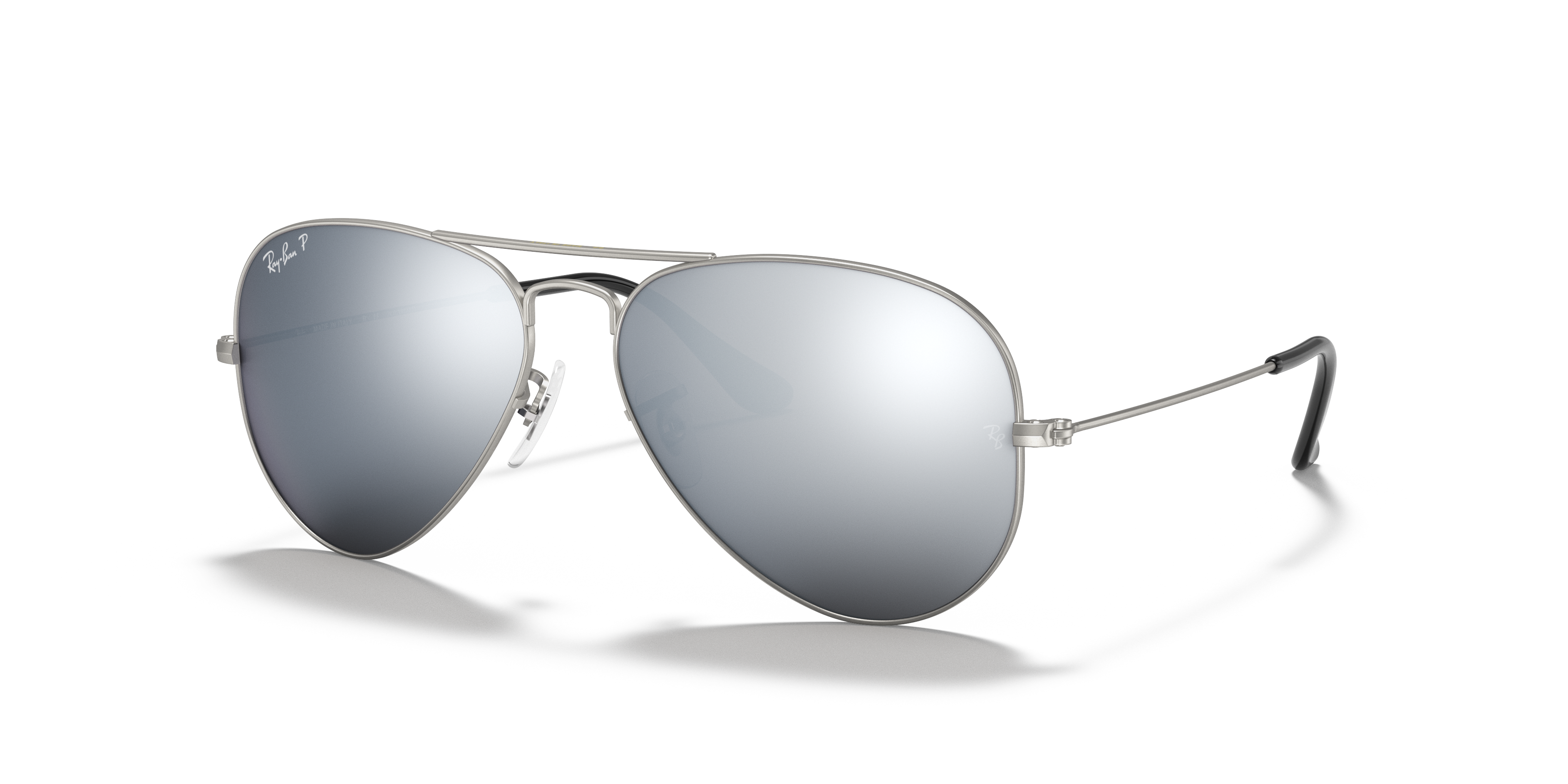 Aviator Mirror Sunglasses in Matte Silver and Dark Grey Polarized (58 ...